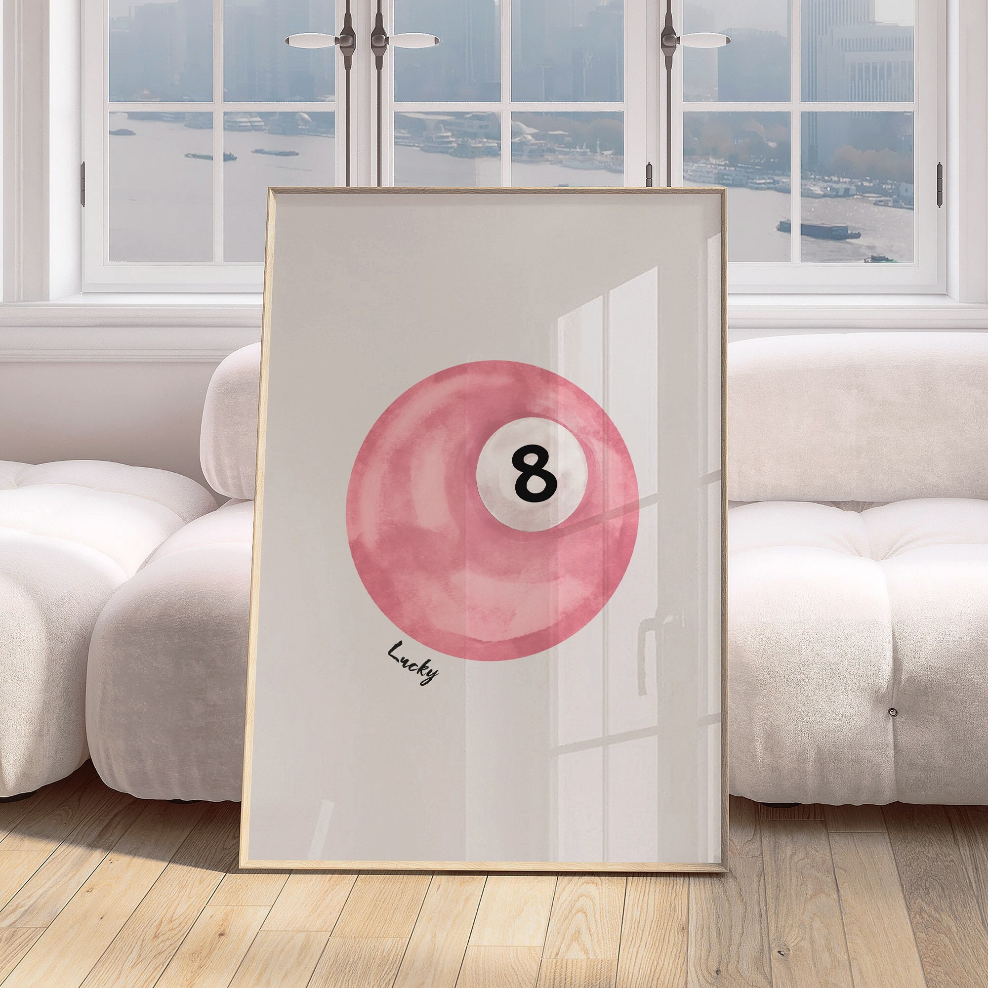 Vintage Pool Ball Print, Lucky 8 Ball Wall Art, Retro Hand Drawn Poster ...