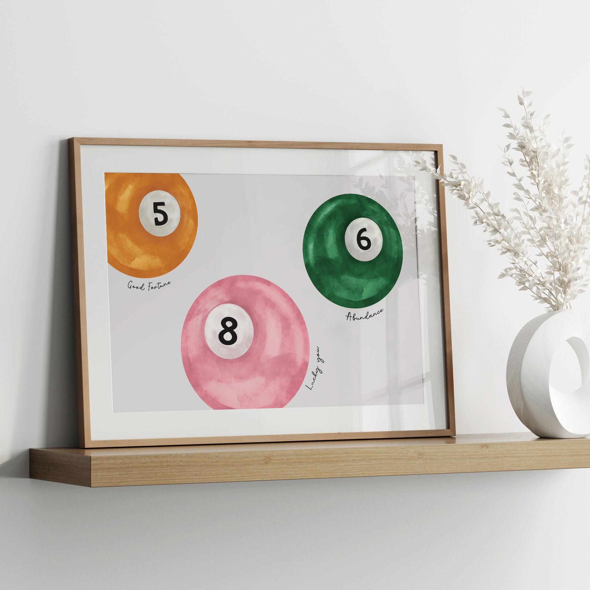 Vintage 8 Ball Print, Lucky Pool Ball Wall Art, Retro Hand Drawn Poster ...