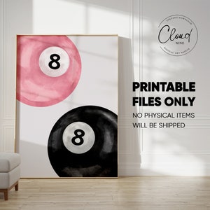 Vintage 8 Ball Print, Lucky Pool Ball Wall Art, Retro Hand Drawn Poster ...