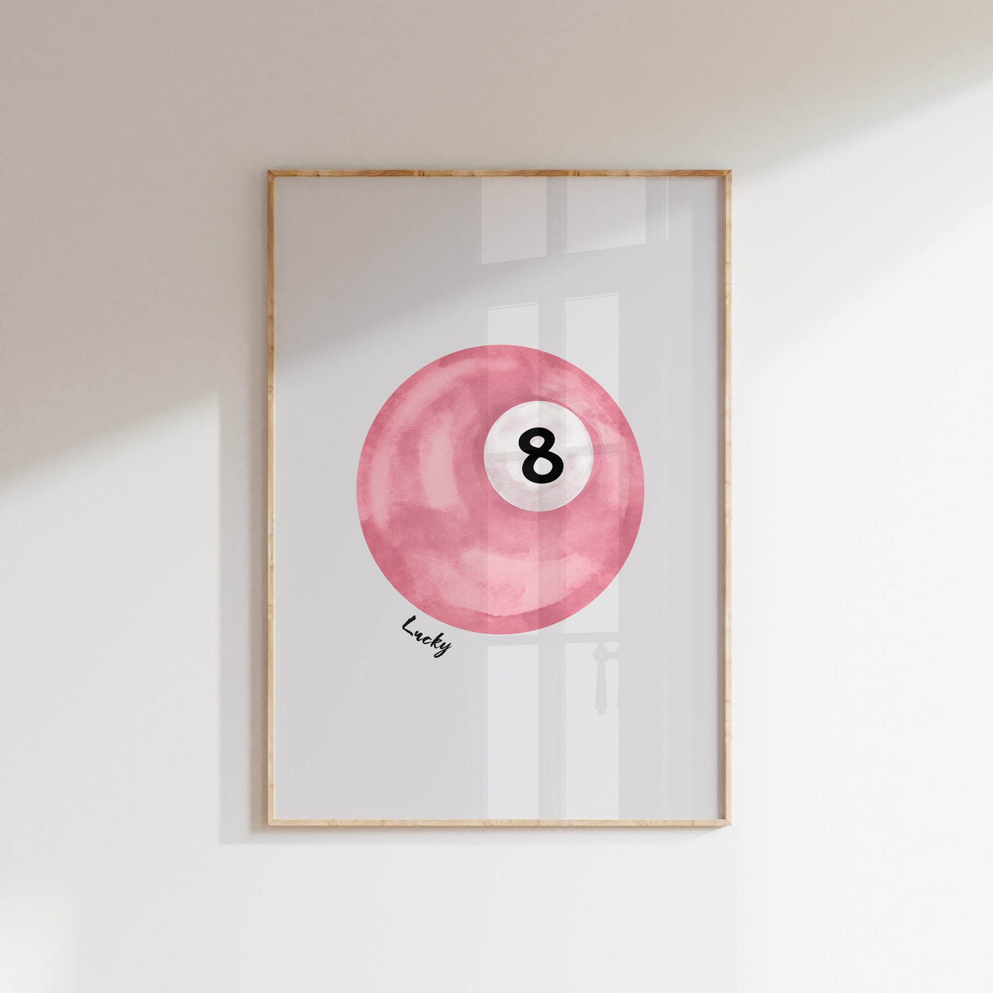 Vintage Pool Ball Print, Lucky 8 Ball Wall Art, Retro Hand Drawn Poster ...