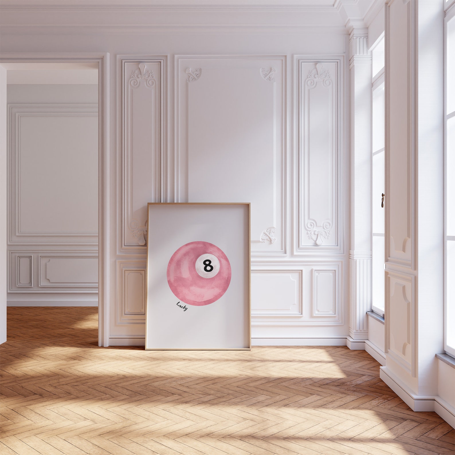 Vintage Pool Ball Print, Lucky 8 Ball Wall Art, Retro Hand Drawn Poster ...