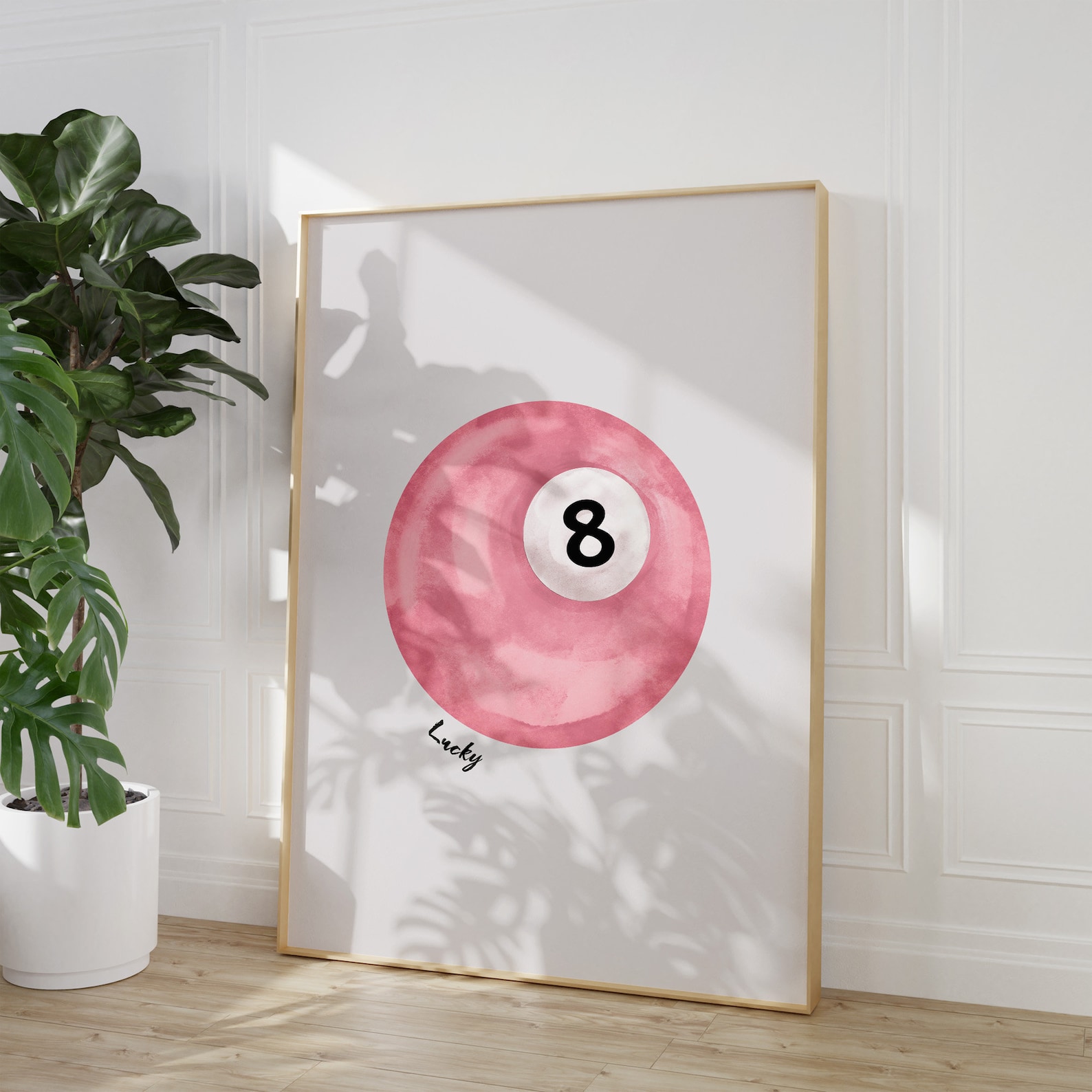 Vintage Pool Ball Print, Lucky 8 Ball Wall Art, Retro Hand Drawn Poster ...