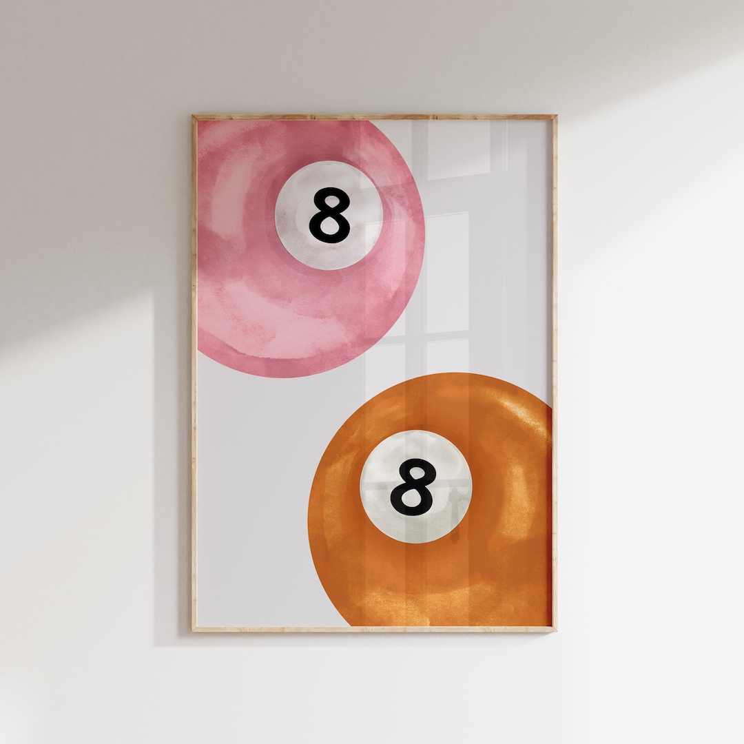 Vintage 8 Ball Print, Lucky Pool Ball Wall Art, Retro Hand Drawn Poster ...