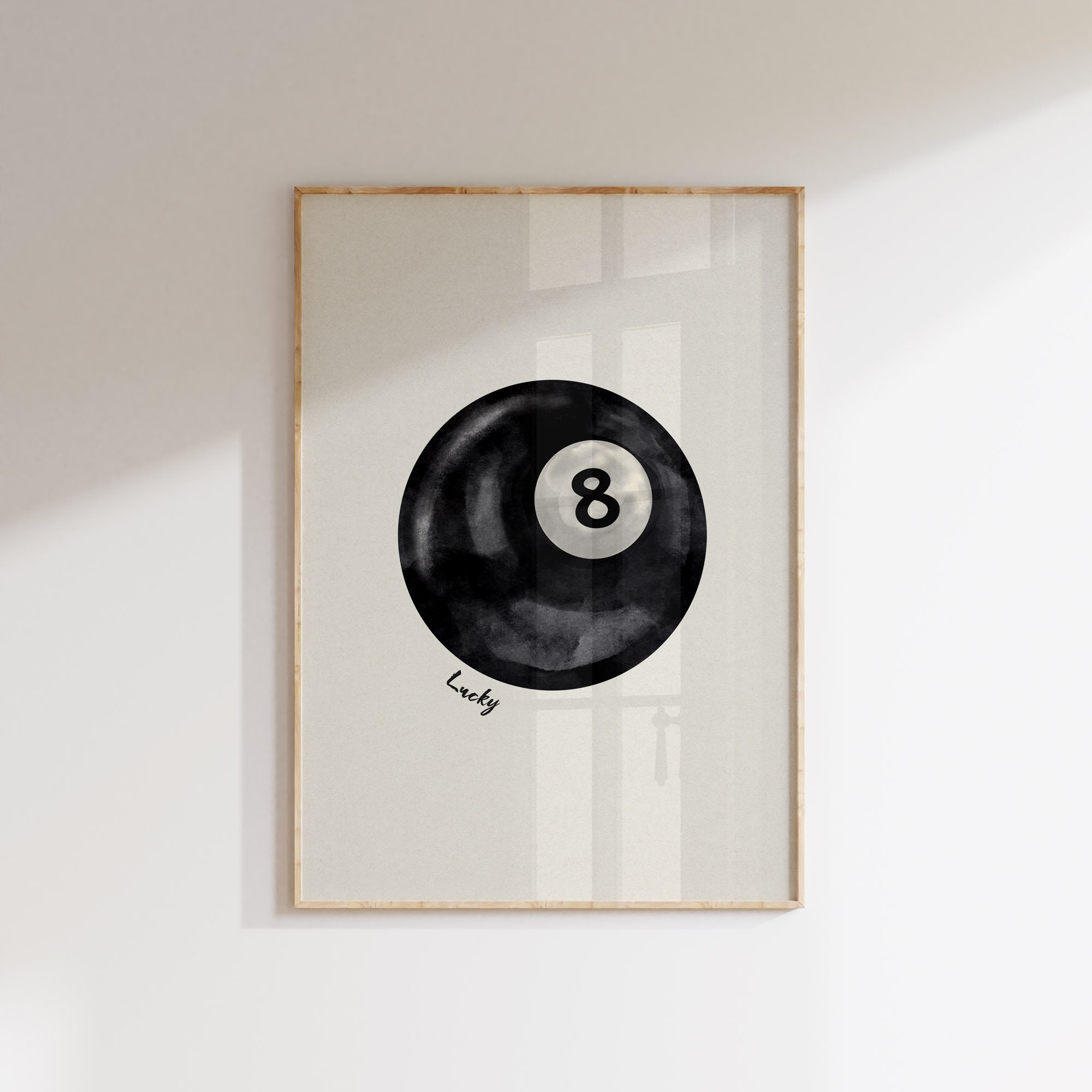 Vintage Pool Ball Print, Lucky 8 Ball Wall Art, Retro Hand Drawn Poster ...