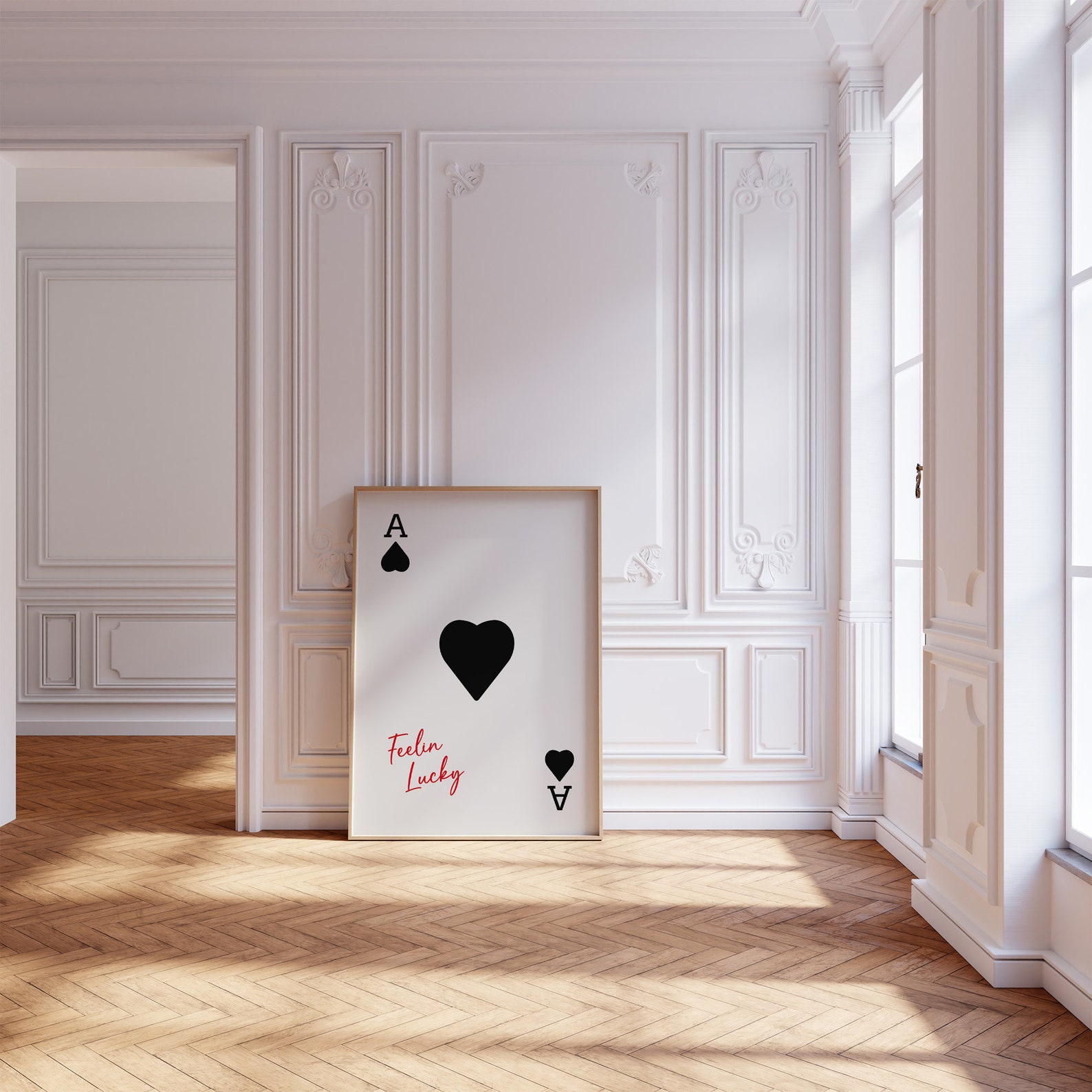 Playing Card Poster, Lucky Ace of Hearts Wall Art Quote Prints, Retro ...