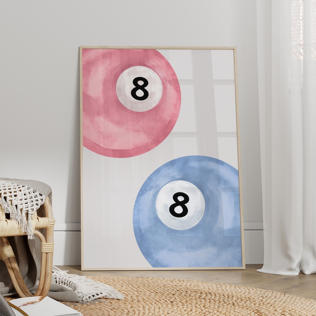 Vintage 8 Ball Print, Lucky Pool Ball Wall Art, Retro Hand Drawn Poster ...