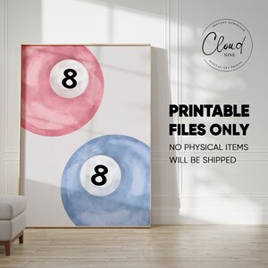 Vintage 8 Ball Print, Lucky Pool Ball Wall Art, Retro Hand Drawn Poster ...