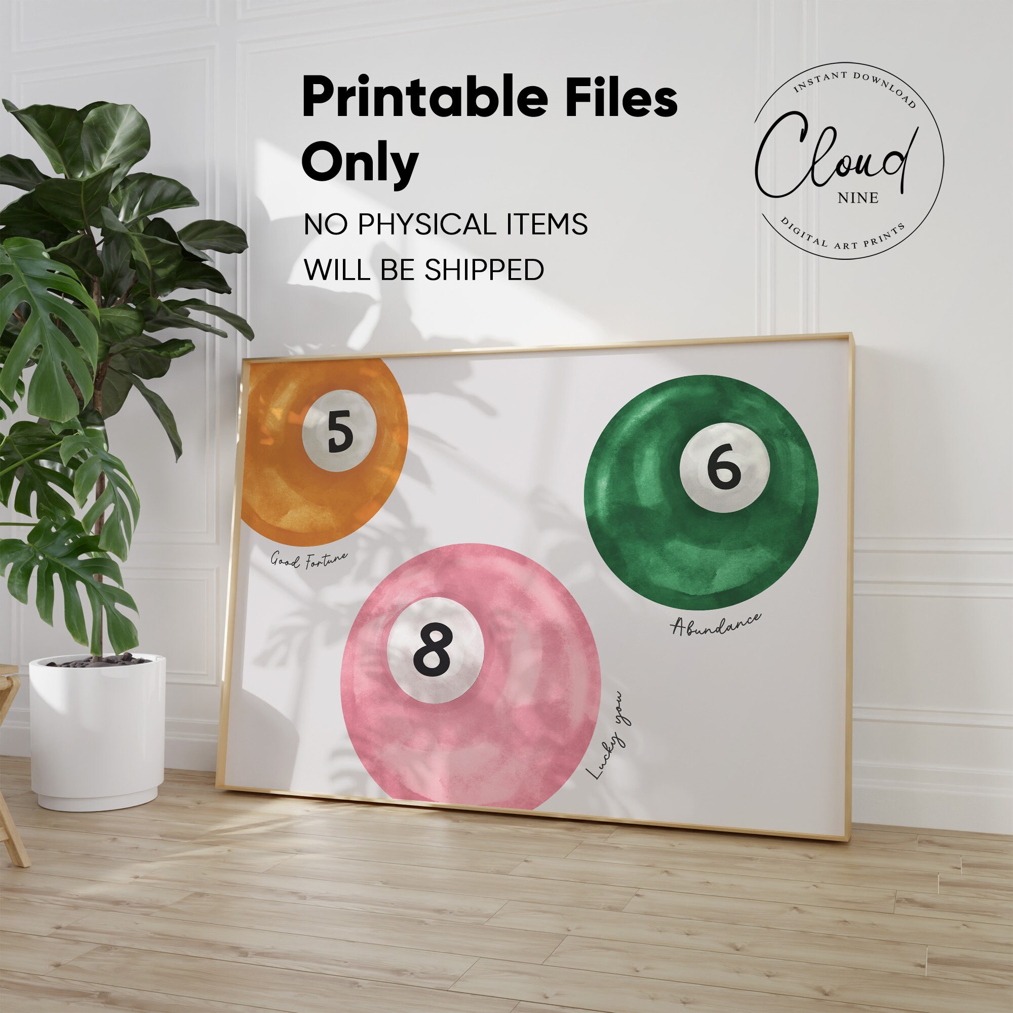 Vintage 8 Ball Print, Lucky Pool Ball Wall Art, Retro Hand Drawn Poster ...