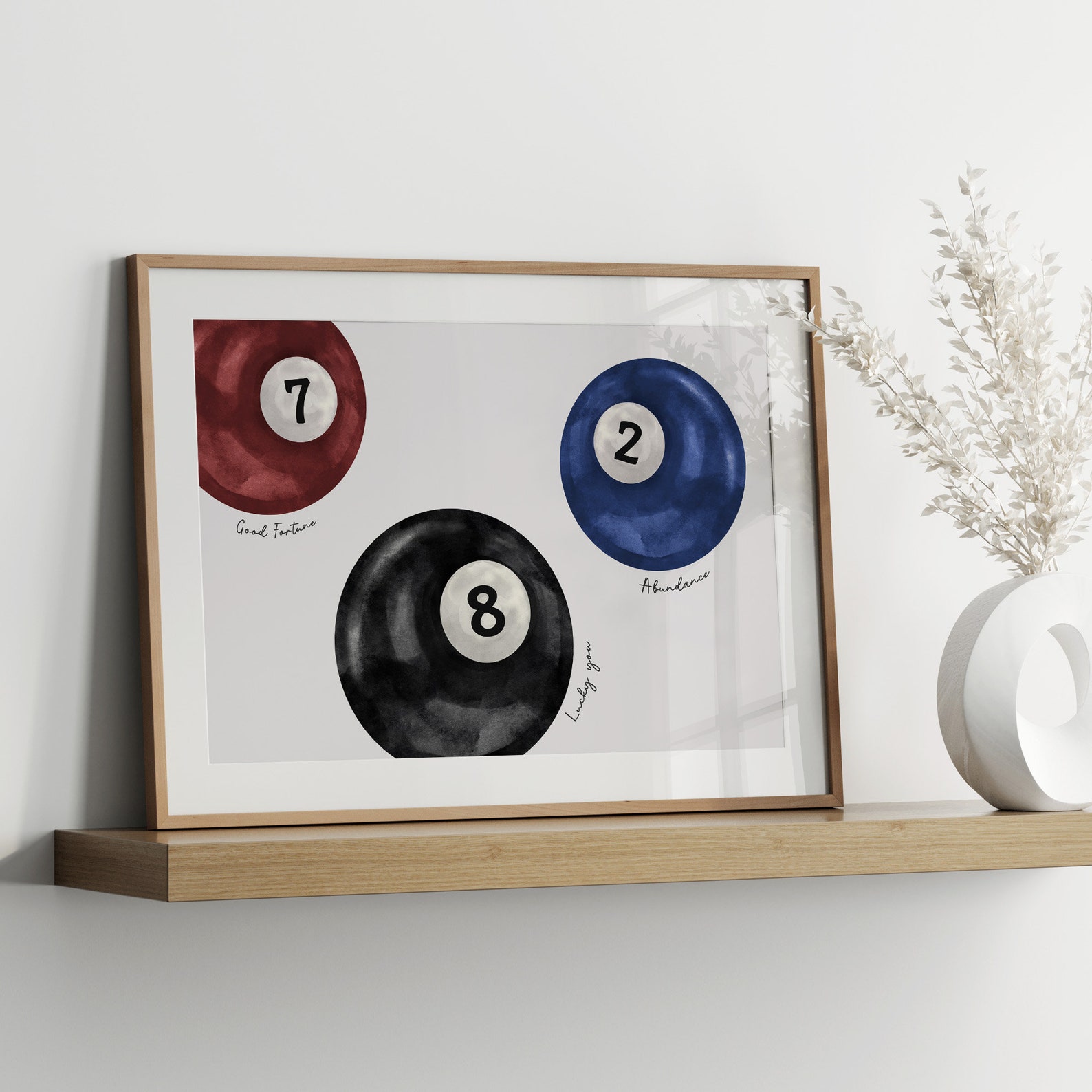 Vintage 8 Ball Print, Lucky Pool Ball Wall Art, Retro Hand Drawn Poster ...
