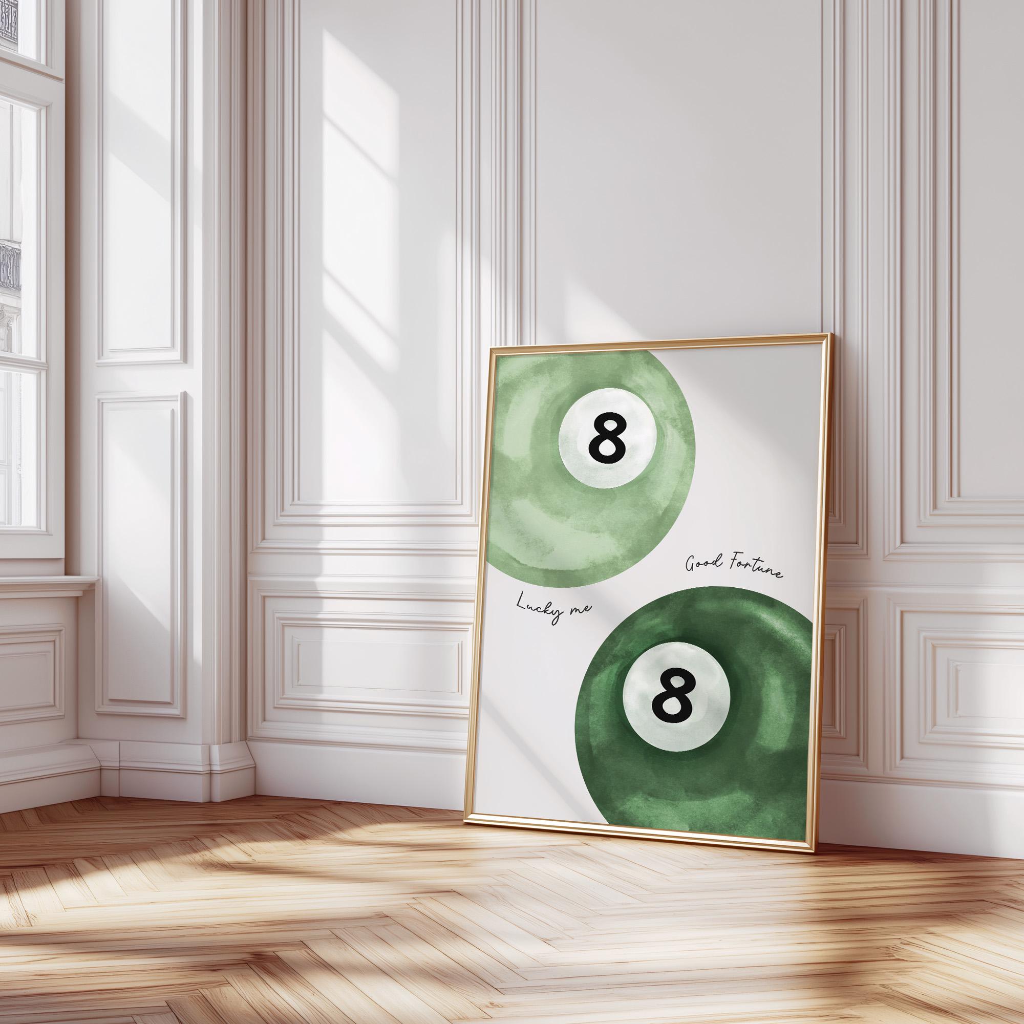 Vintage 8 Ball Print, Lucky Pool Ball Wall Art, Retro Hand Drawn ...