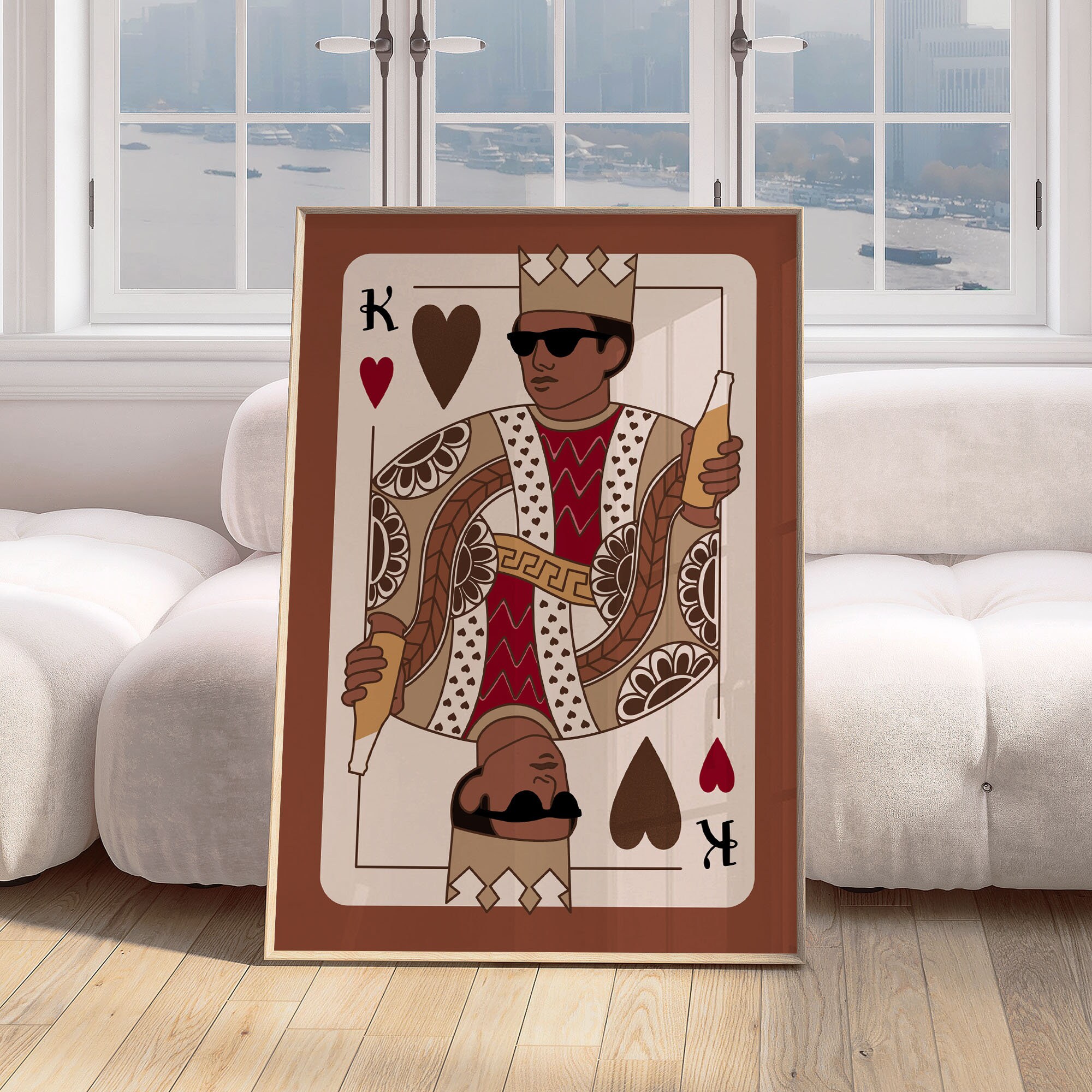 Black King of Hearts Playing Card Poster, Black Man Wall Art Print ...