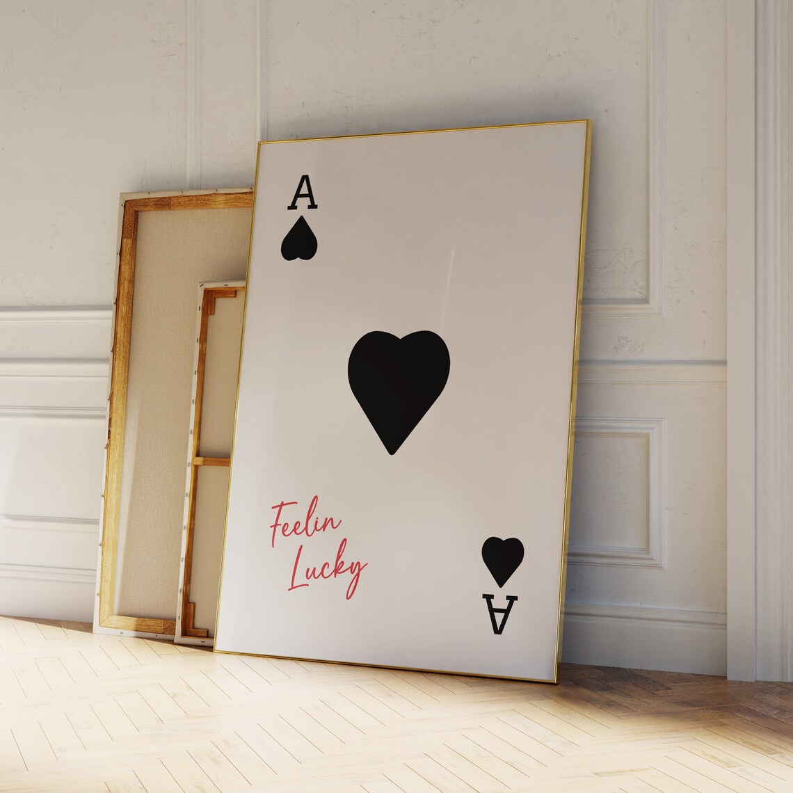 Playing Card Poster, Lucky Ace of Hearts Wall Art Quote Prints, Retro ...