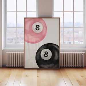 Vintage 8 Ball Print, Lucky Pool Ball Wall Art, Retro Hand Drawn Poster ...