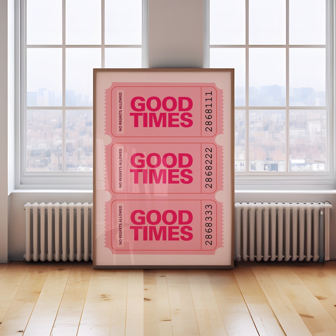 Good Times Ticket Poster, Pink Coquette Wall Art Print, Retro Bar Cart ...