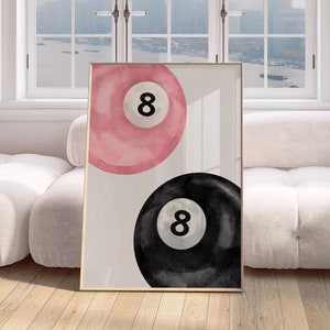 Vintage 8 Ball Print, Lucky Pool Ball Wall Art, Retro Hand Drawn Poster ...