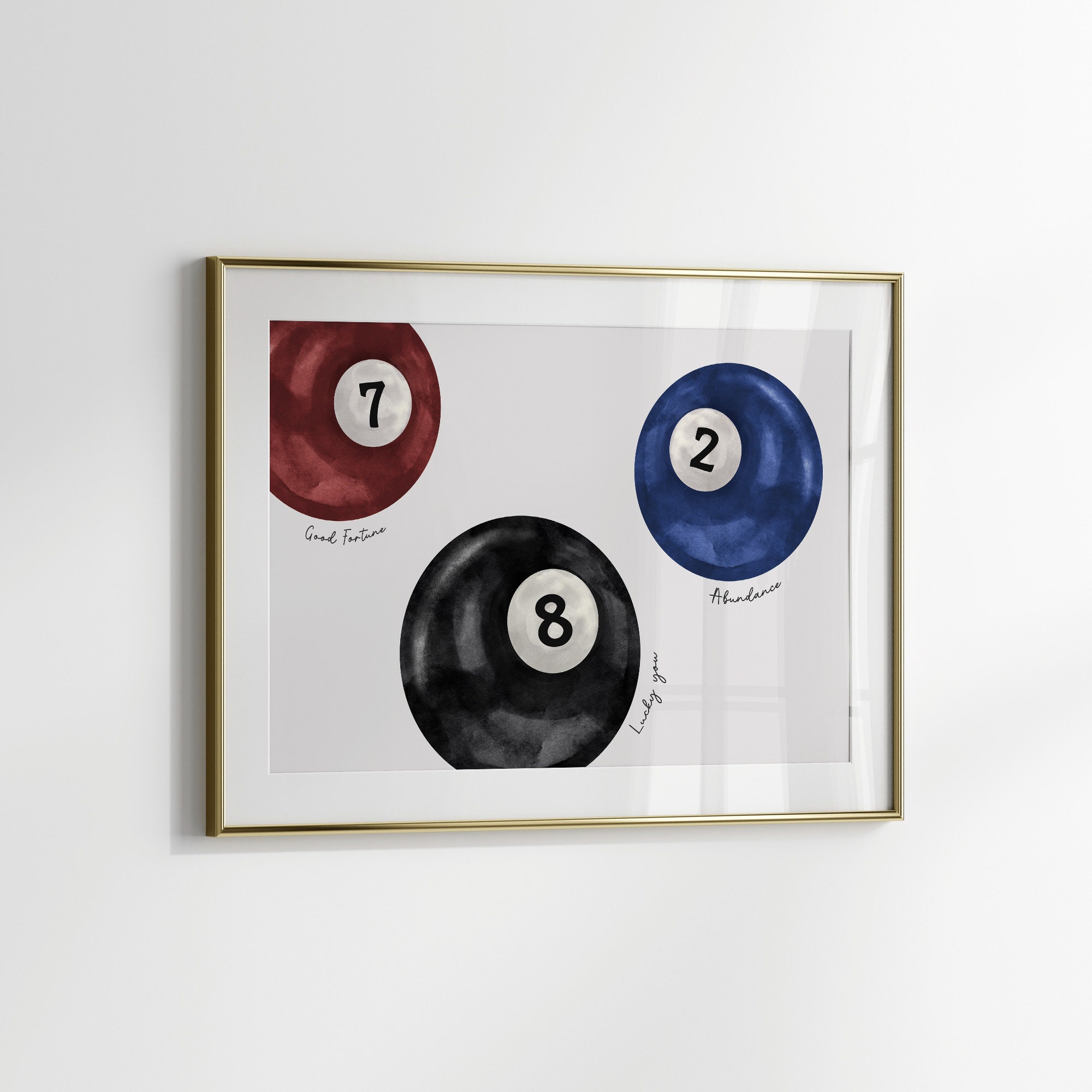 Vintage 8 Ball Print, Lucky Pool Ball Wall Art, Retro Hand Drawn Poster ...