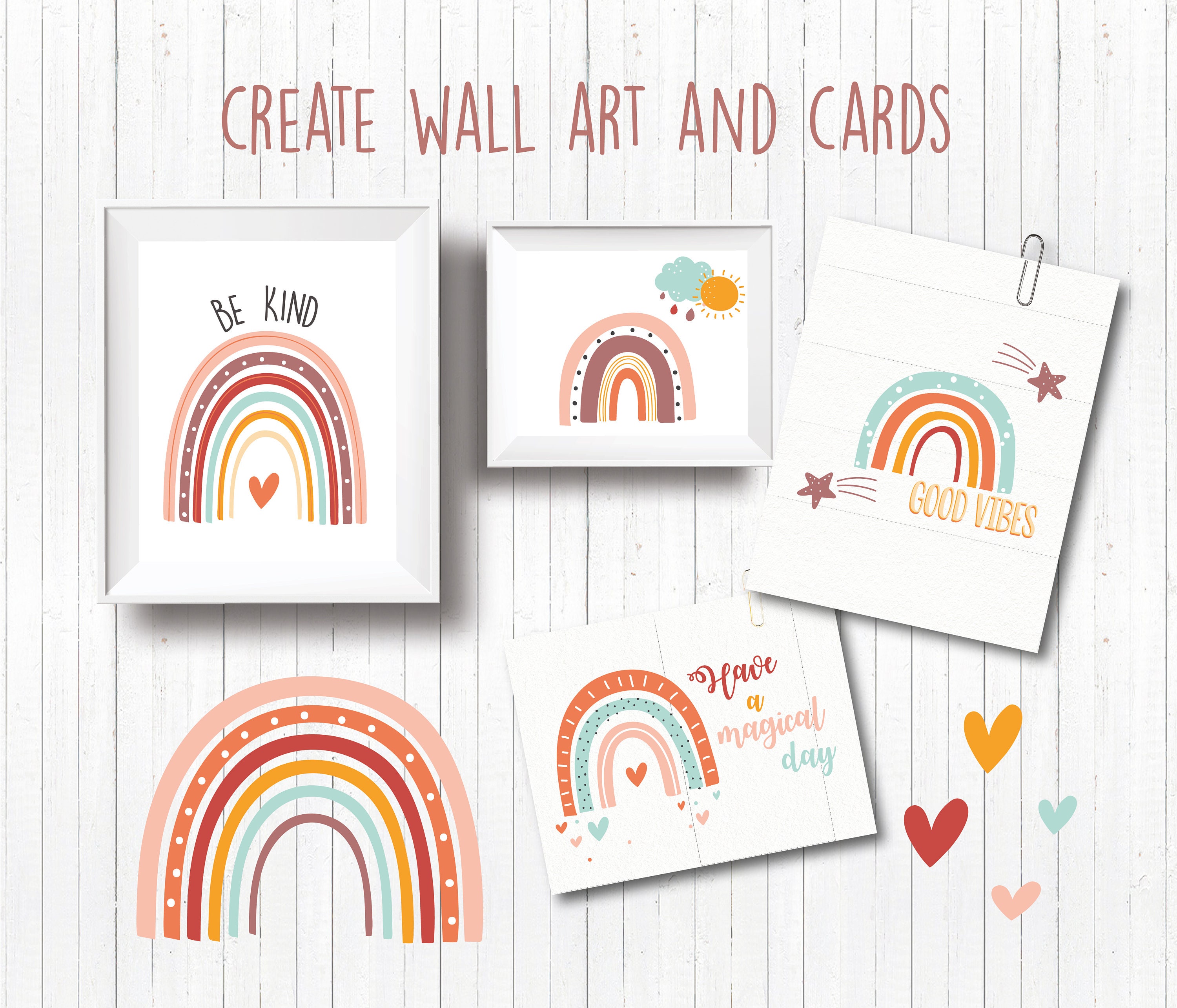 Rainbow Digital Clip Art Set - Etsy