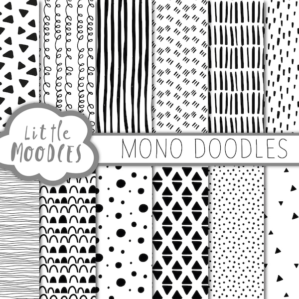 Black and White Digital Papers - Etsy