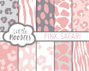 Jungla Safari Patterns Digital Paper Pink Lime Green Brown - Etsy
