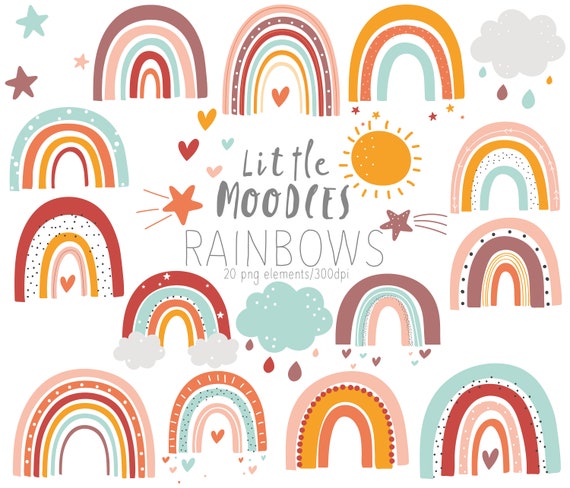 Rainbow Digital Clip Art Set | Etsy