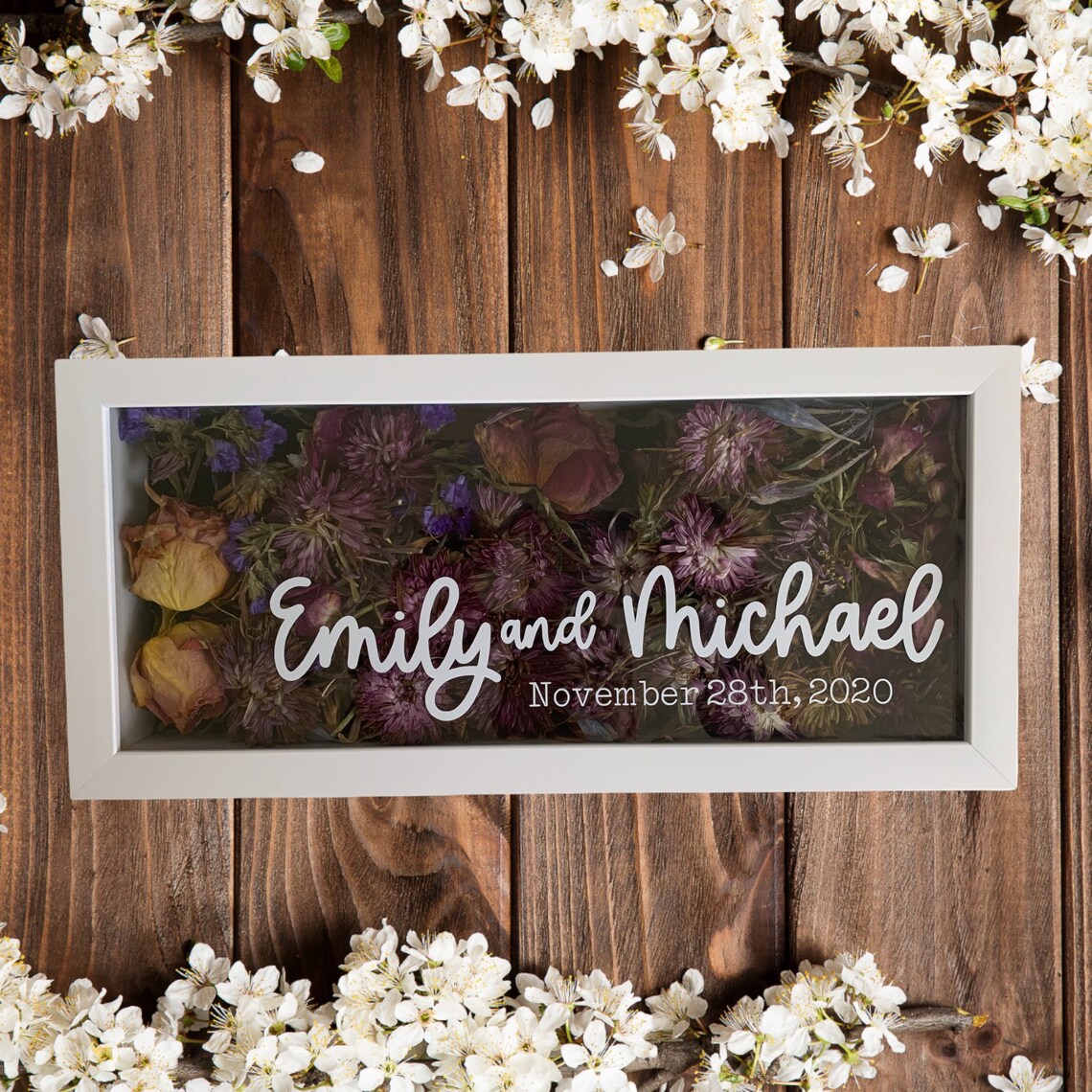 Wedding Shadow Box With Names and Date Wedding Gift | Etsy