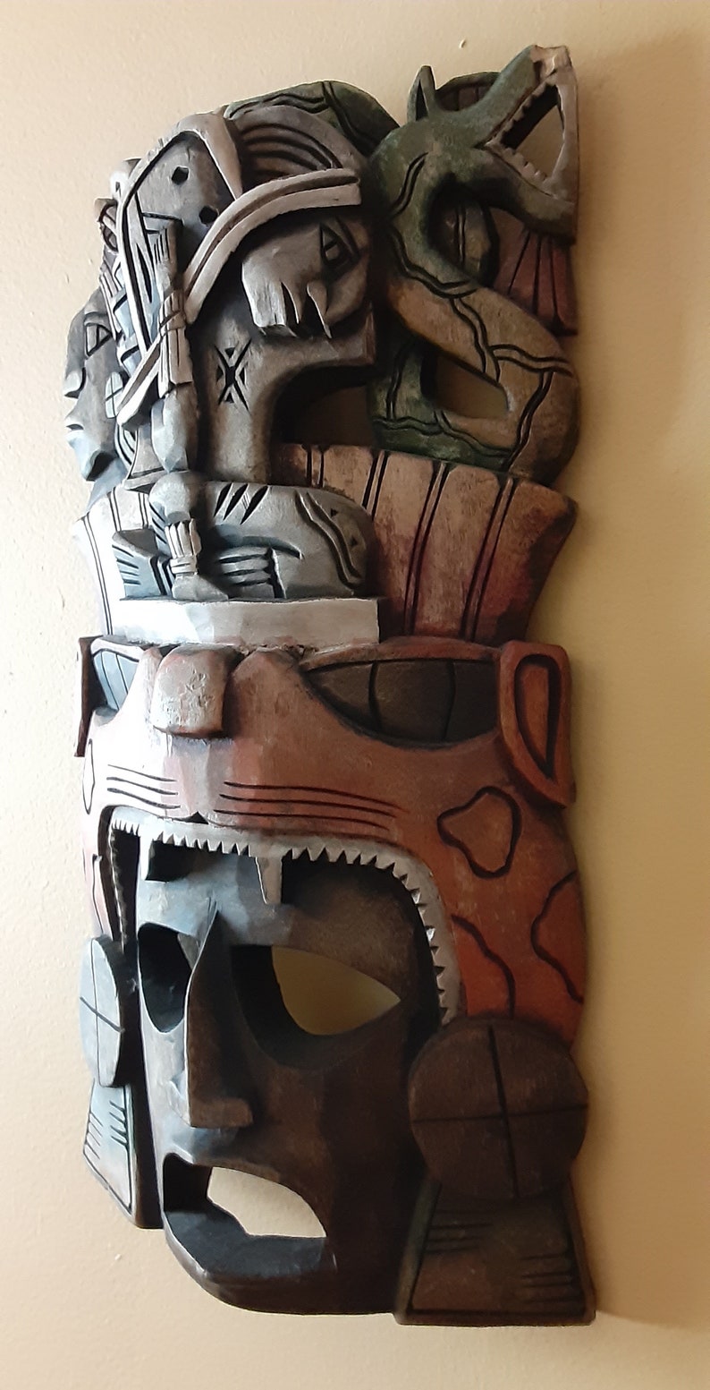 Heavily Carved Mayan Indian Mask - Etsy