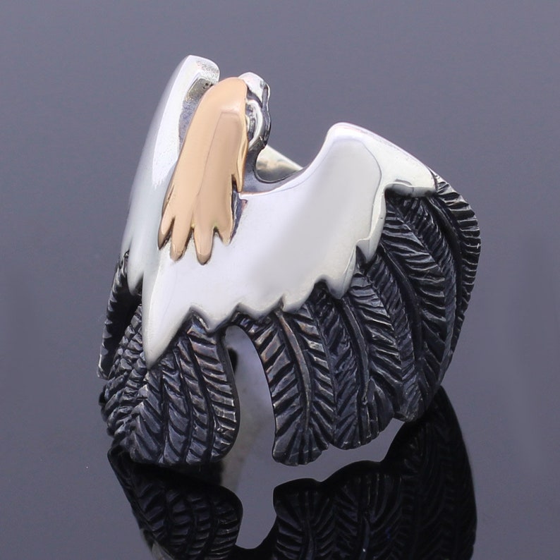Solid 925 Sterling Silver Eagle Figure Men's Ring - Etsy