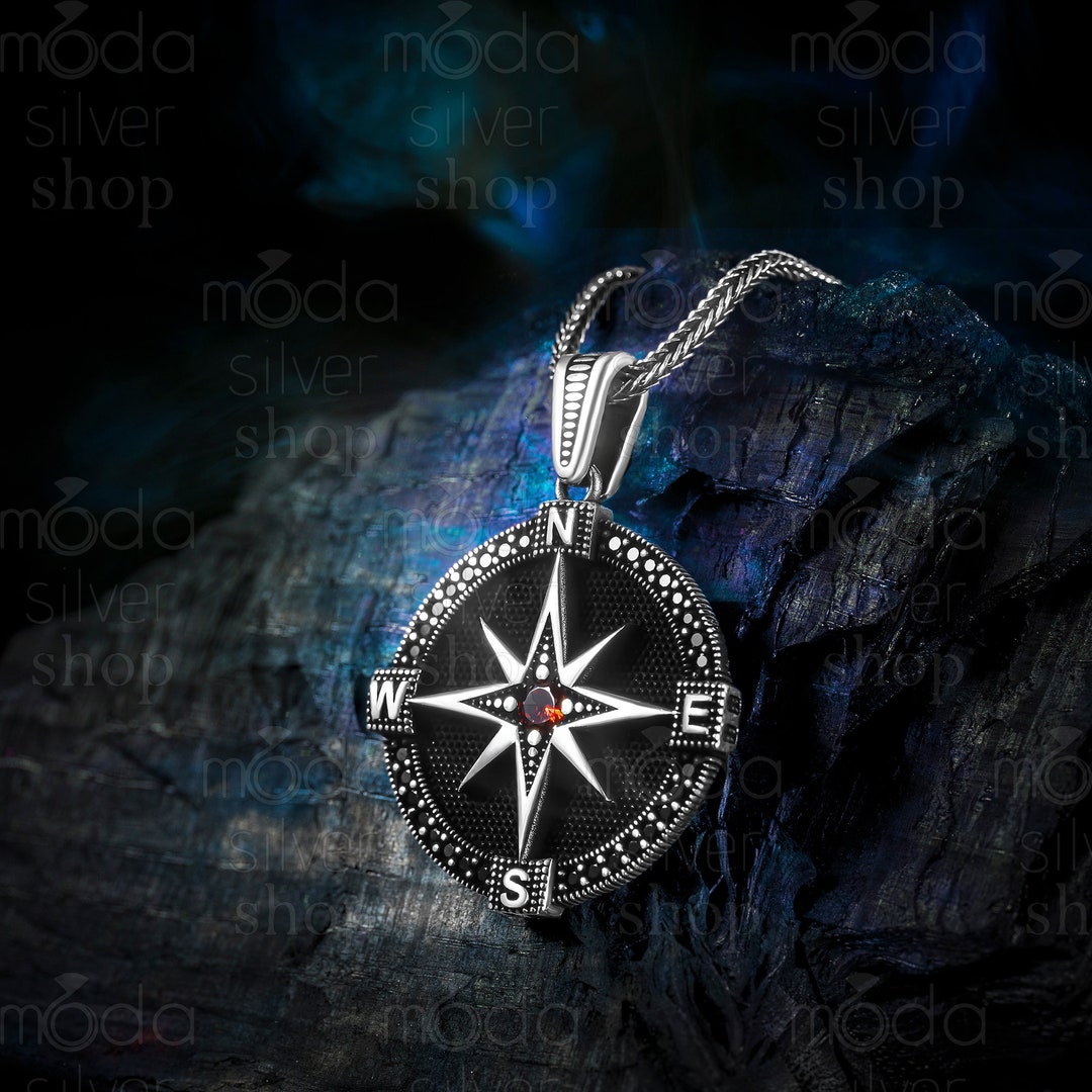 925 Sterling Silver Micro-stone Sailor's Compass Design - Etsy