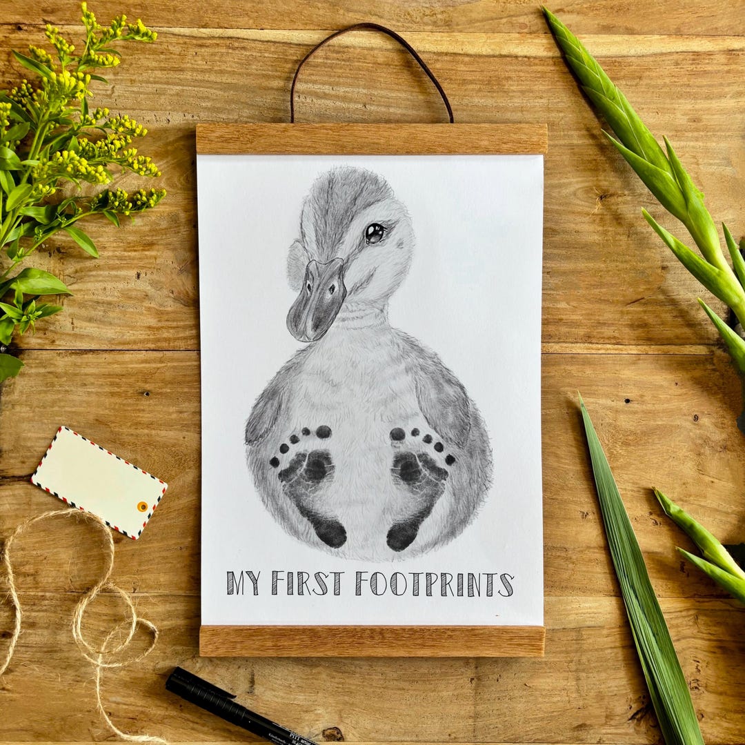 Baby’s First Footprint Pencil Duckling Print, Footprint Art ...