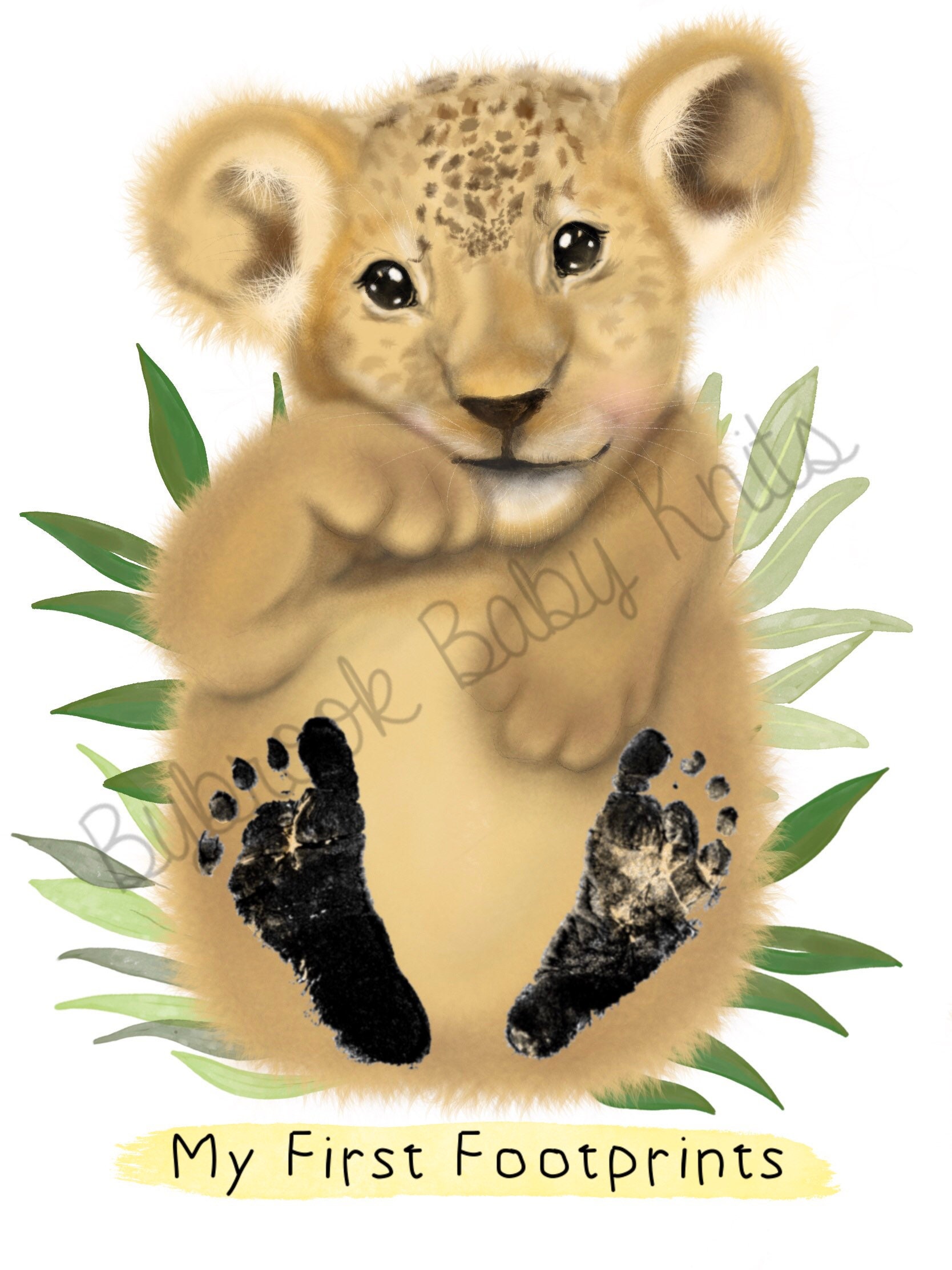 PDF FILE Babys First Footprint Lion Cub Print Footprint Art | Etsy