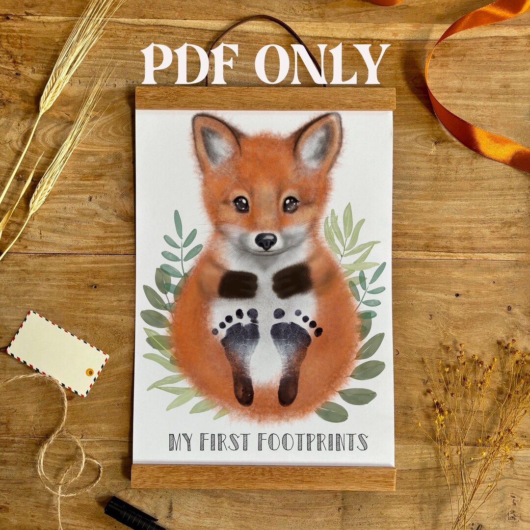 PDF File Baby’s First Footprint Fox Print, Footprint Art, Personalised ...
