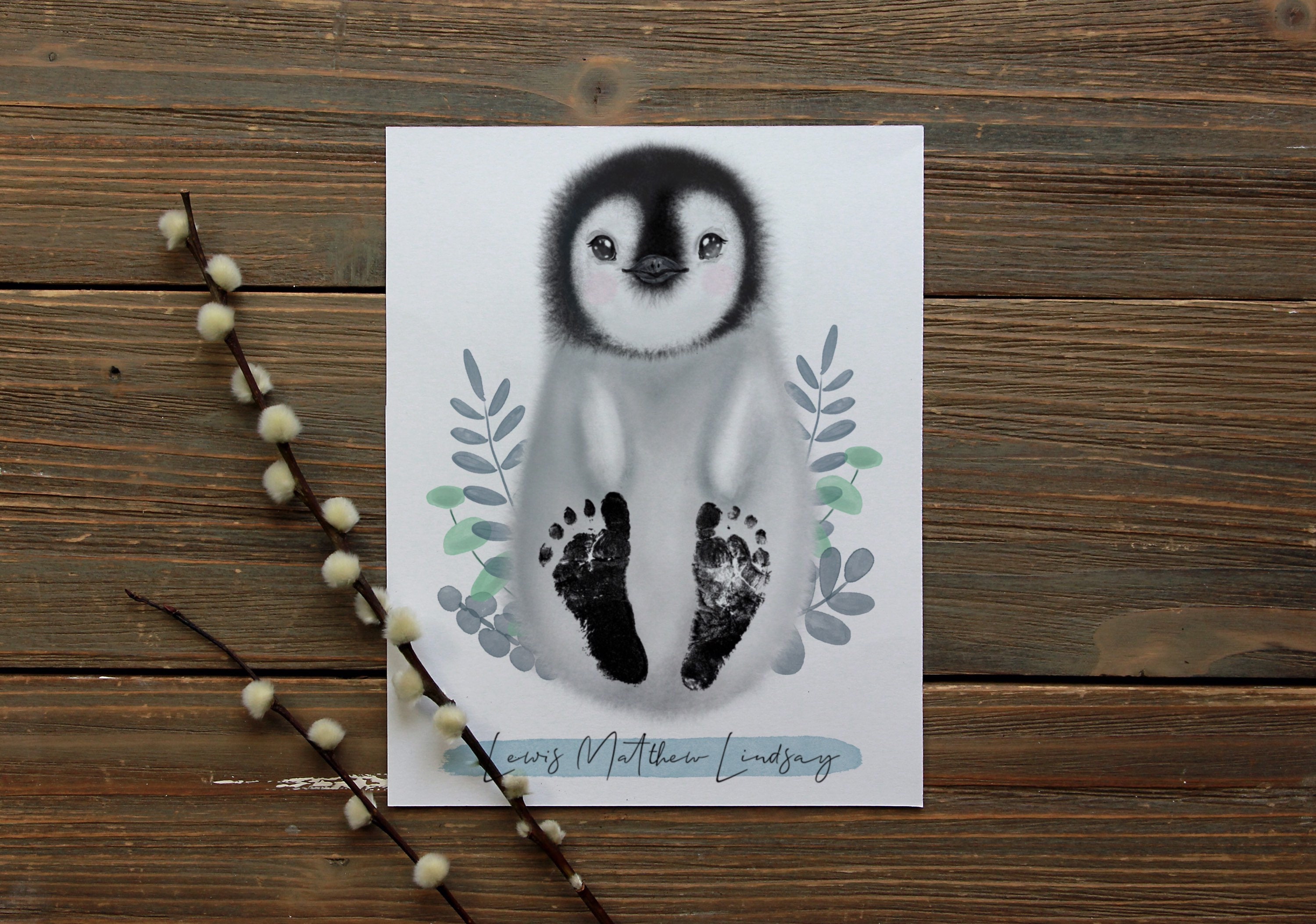 Babys First Footprint Penguin Print Footprint Art | Etsy