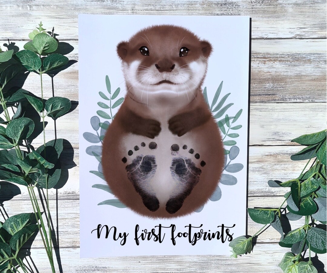 Babys First Footprint Otter Print, Footprint Art, Personalised Baby ...