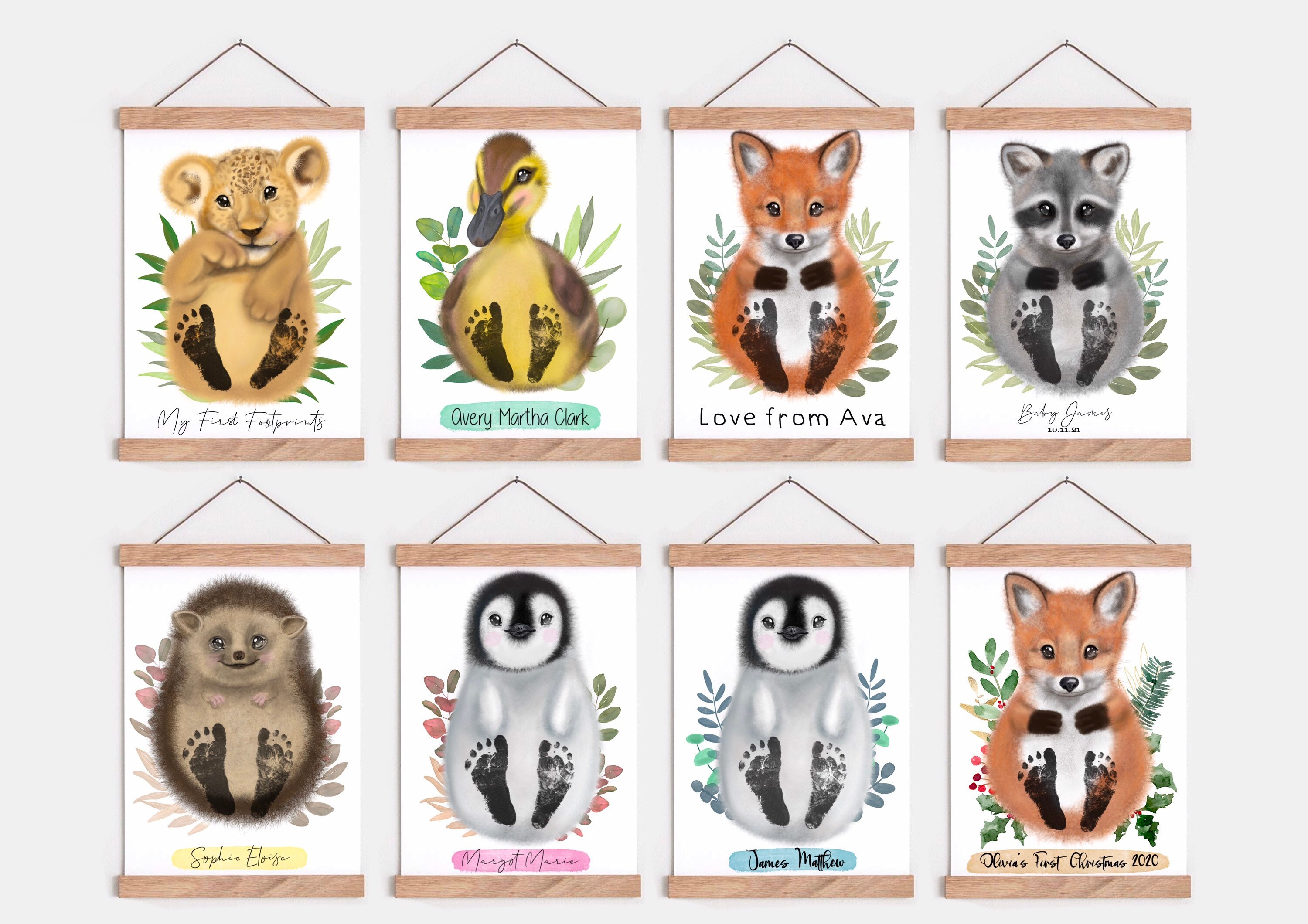 Babys First Footprint Fox Print Footprint Art Personalised | Etsy