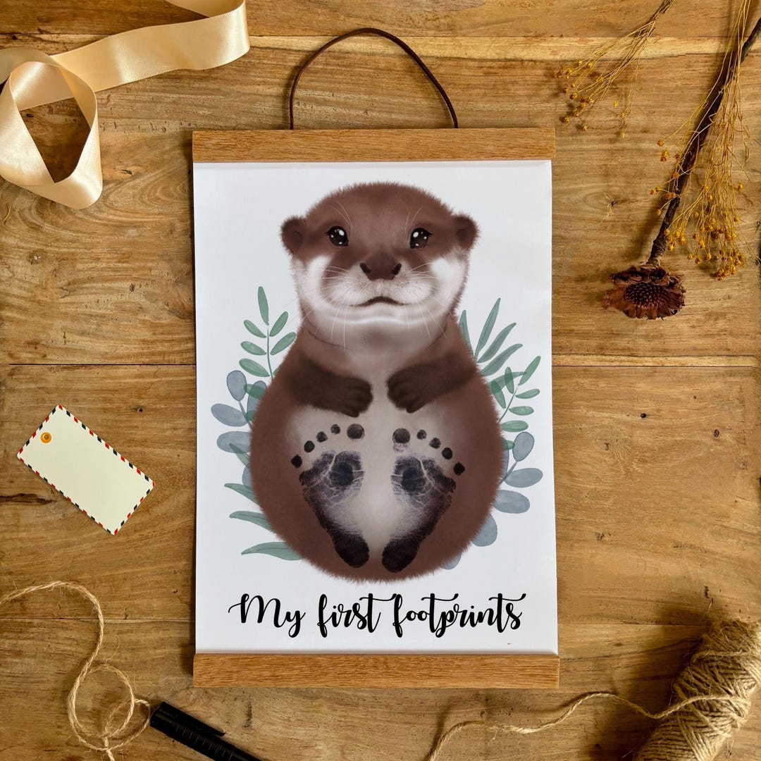 Baby’s First Footprint Otter Print, Footprint Art, Personalised Baby ...