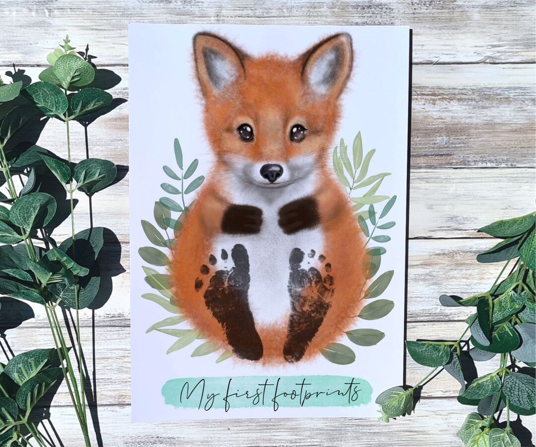 Babys First Footprint Fox Print, Footprint Art, Personalised Baby ...