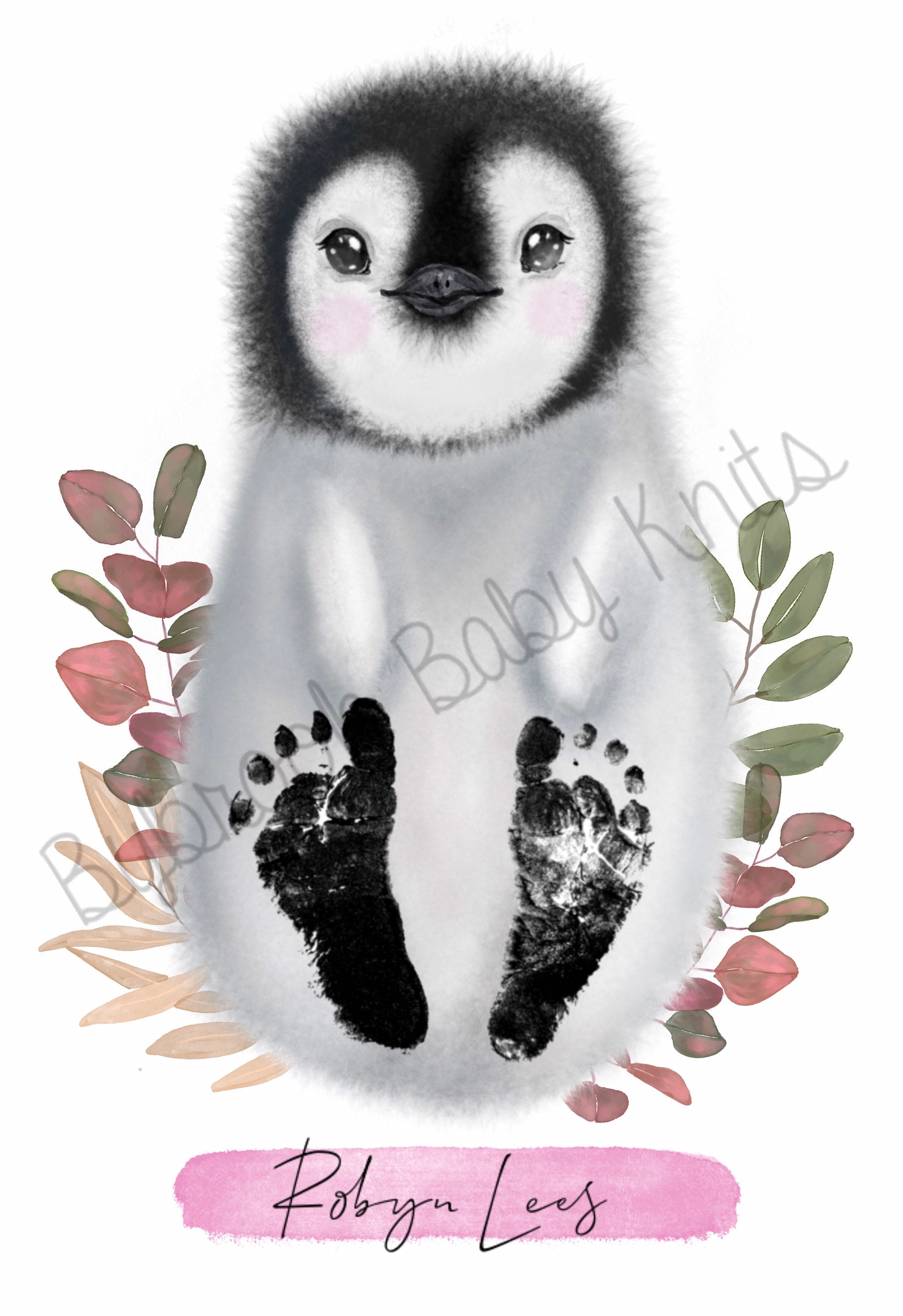 New limited Edition Babys First Footprint Penguin Print | Etsy