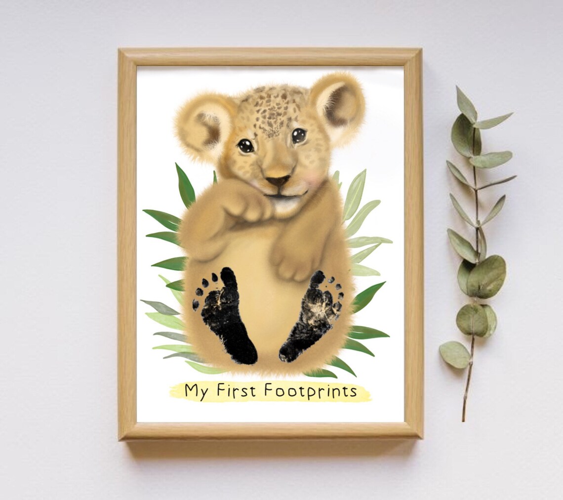Babys First Footprint Lion Cub Print Footprint Art | Etsy UK