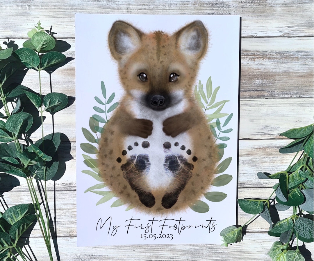 Babys First Footprint Hyena Print, Footprint Art, Personalised Baby ...