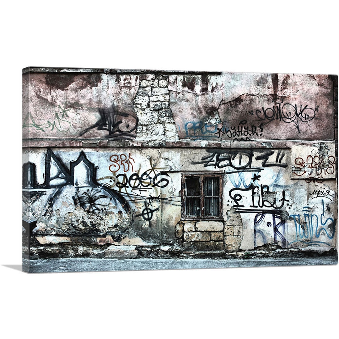 ARTCANVAS Graffiti on Broken Wall Canvas Art Print - Etsy