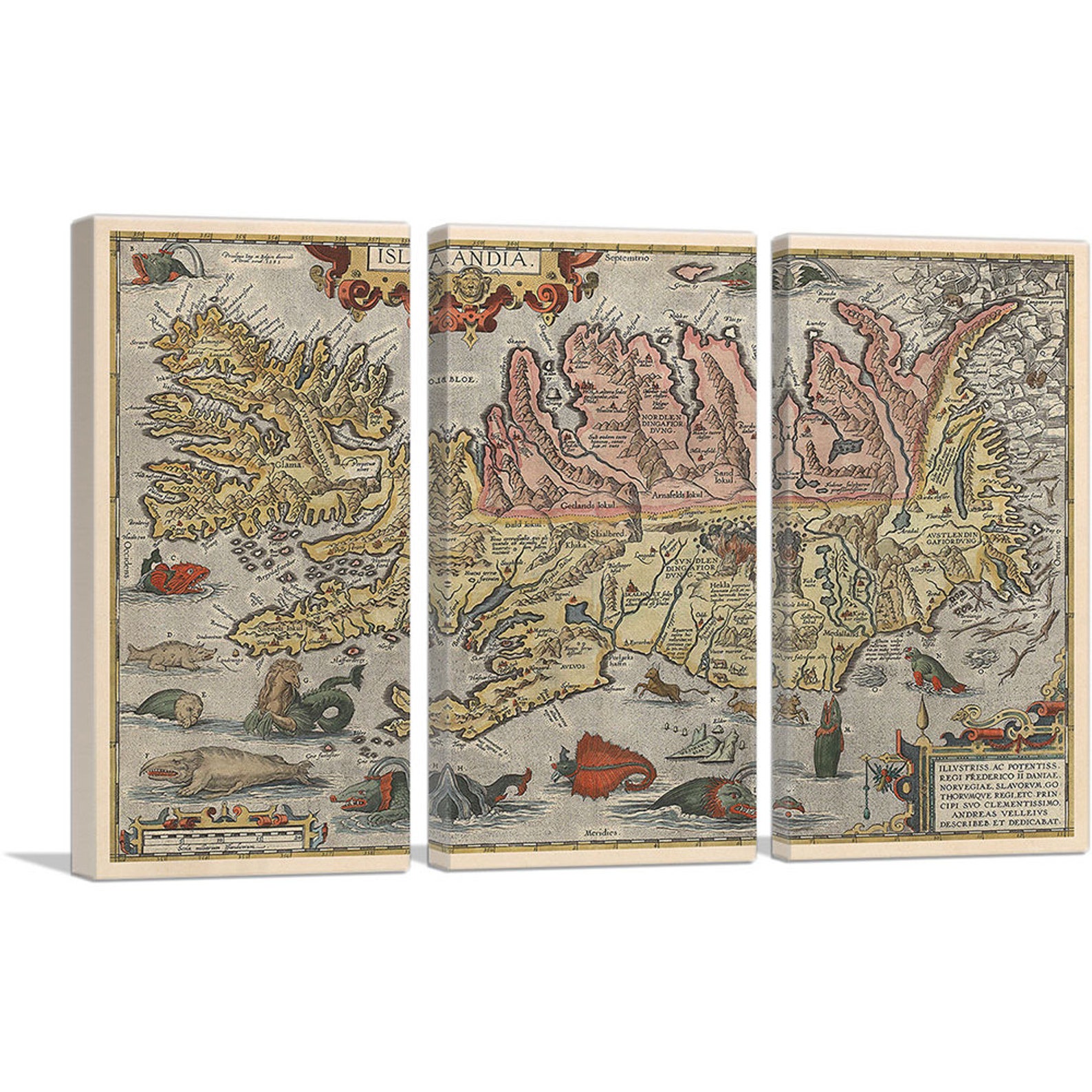 ARTCANVAS Map of Iceland With Sea Monsters 1585 by Abraham - Etsy