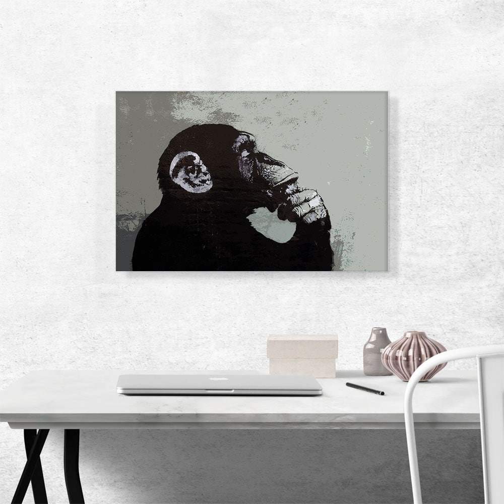 ARTCANVAS The Thinker Monkey Canvas Art Print by Banksy Canvas | Etsy