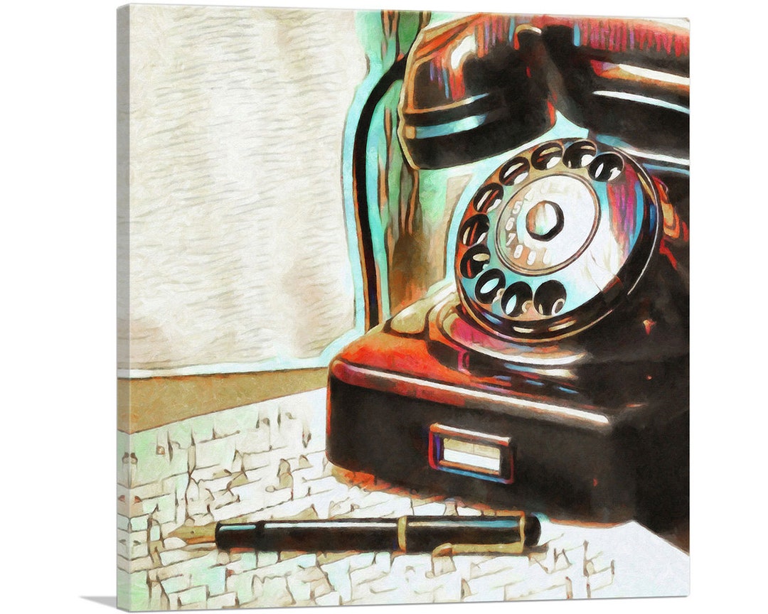 ARTCANVAS Painted Telephone Home Decor Canvas Art Print - Etsy
