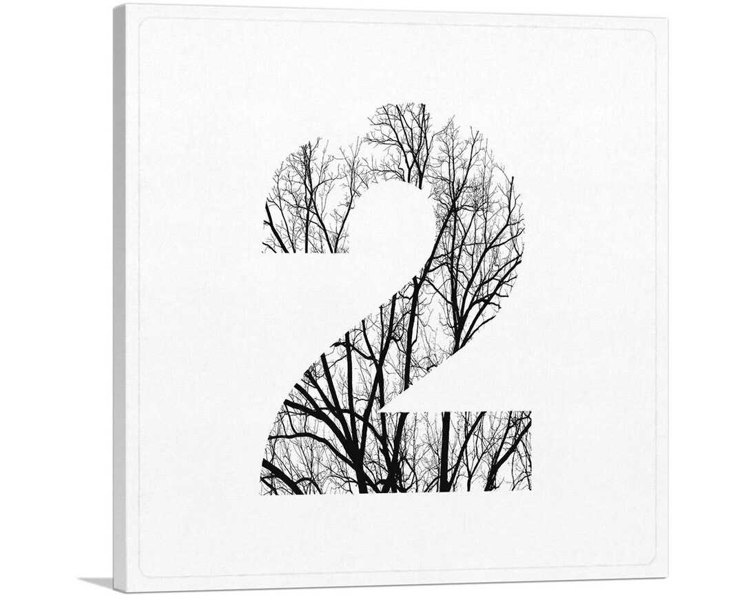 ARTCANVAS Tree Branches Alphabet Number 2 Two Numeral Canvas Art Print ...