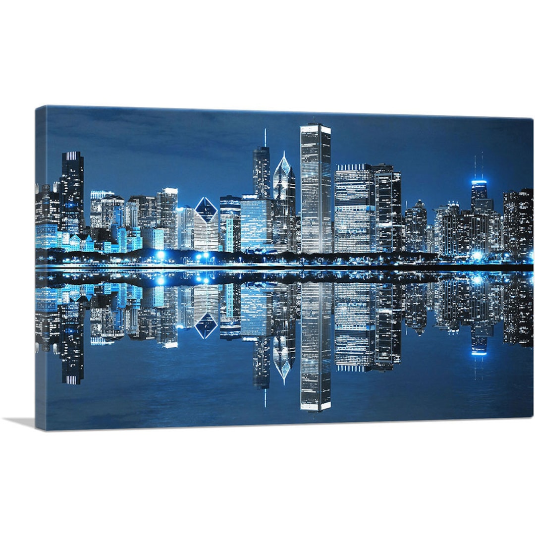 ARTCANVAS Blue Chicago Illinois Skyline Canvas Art Print - Etsy