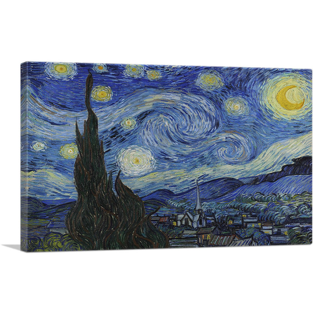 ARTCANVAS the Starry Night - Rectangle 1889 by Vincent Van Gogh Canvas ...