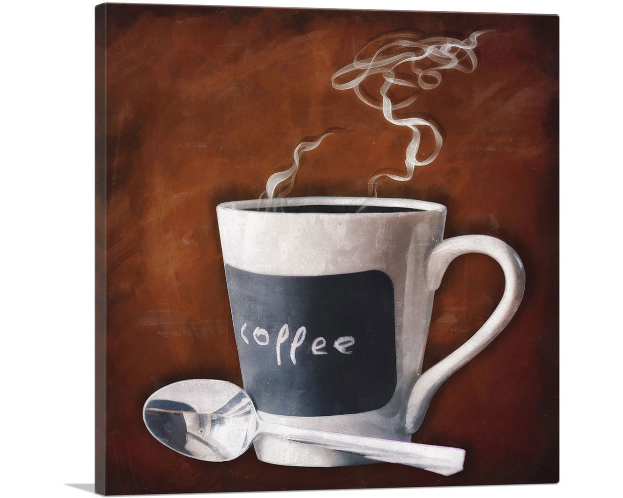 ARTCANVAS Cup Of Coffee Home Decor Square Canvas Art Print | Etsy