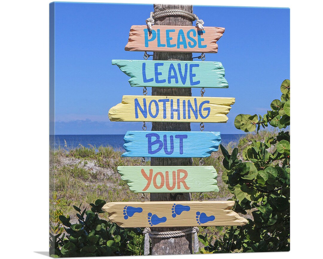 ARTCANVAS Beach Handmade Wooden Sign Canvas Art Print - Etsy