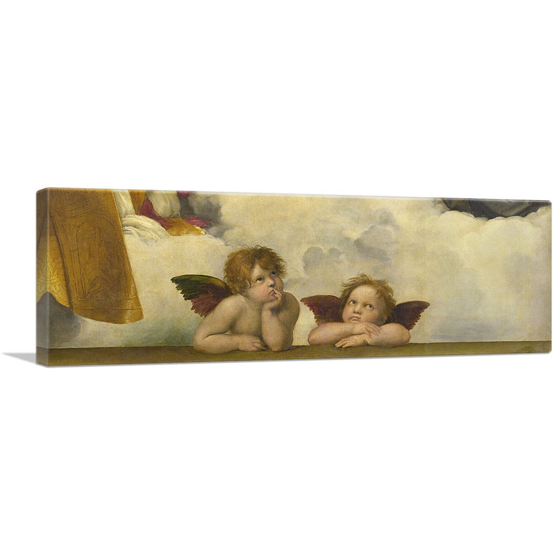 ARTCANVAS Sistine Madonna - Two Angels Detail - Panoramic 1513 by ...