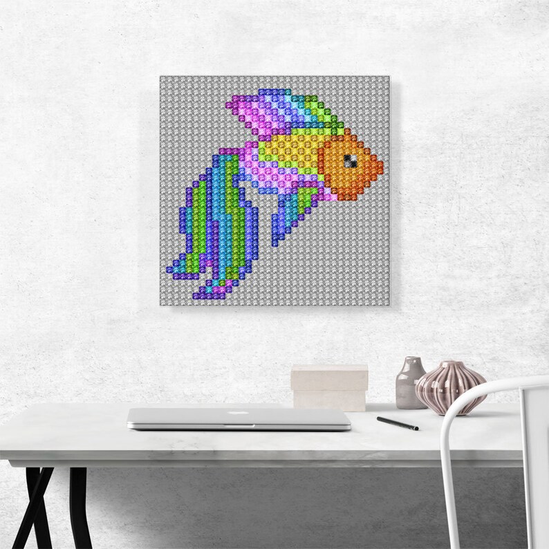 ARTCANVAS Rainbow Goldfish Aquarium Fish Jewel Pixel Canvas | Etsy